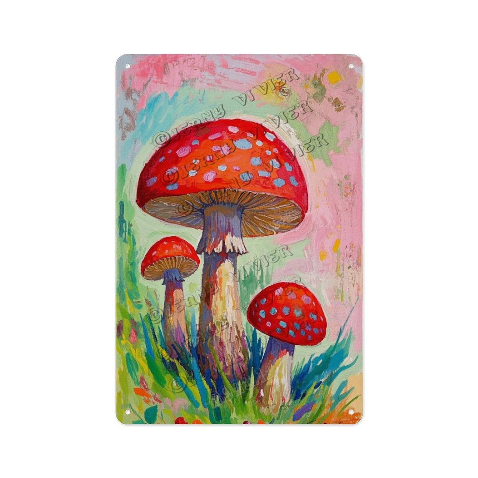 Cottagecore Mushroom Tin Sign – Nature-Inspired Fungi Aluminum Sign for ...