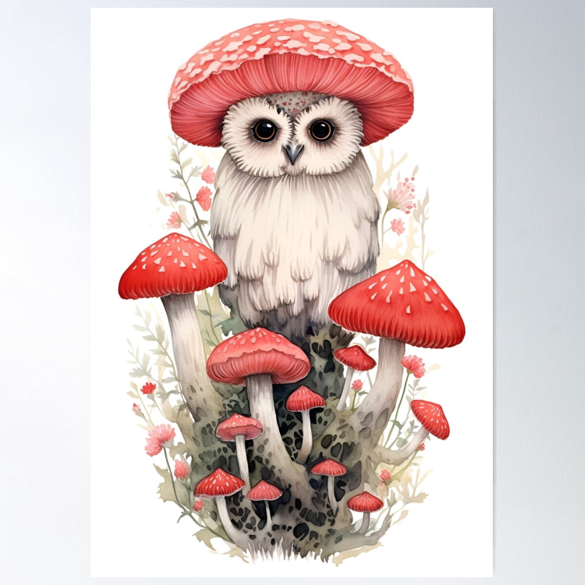Cottagecore Owl And Mushrooms Illustration Goblincore Aesthetic Art ...