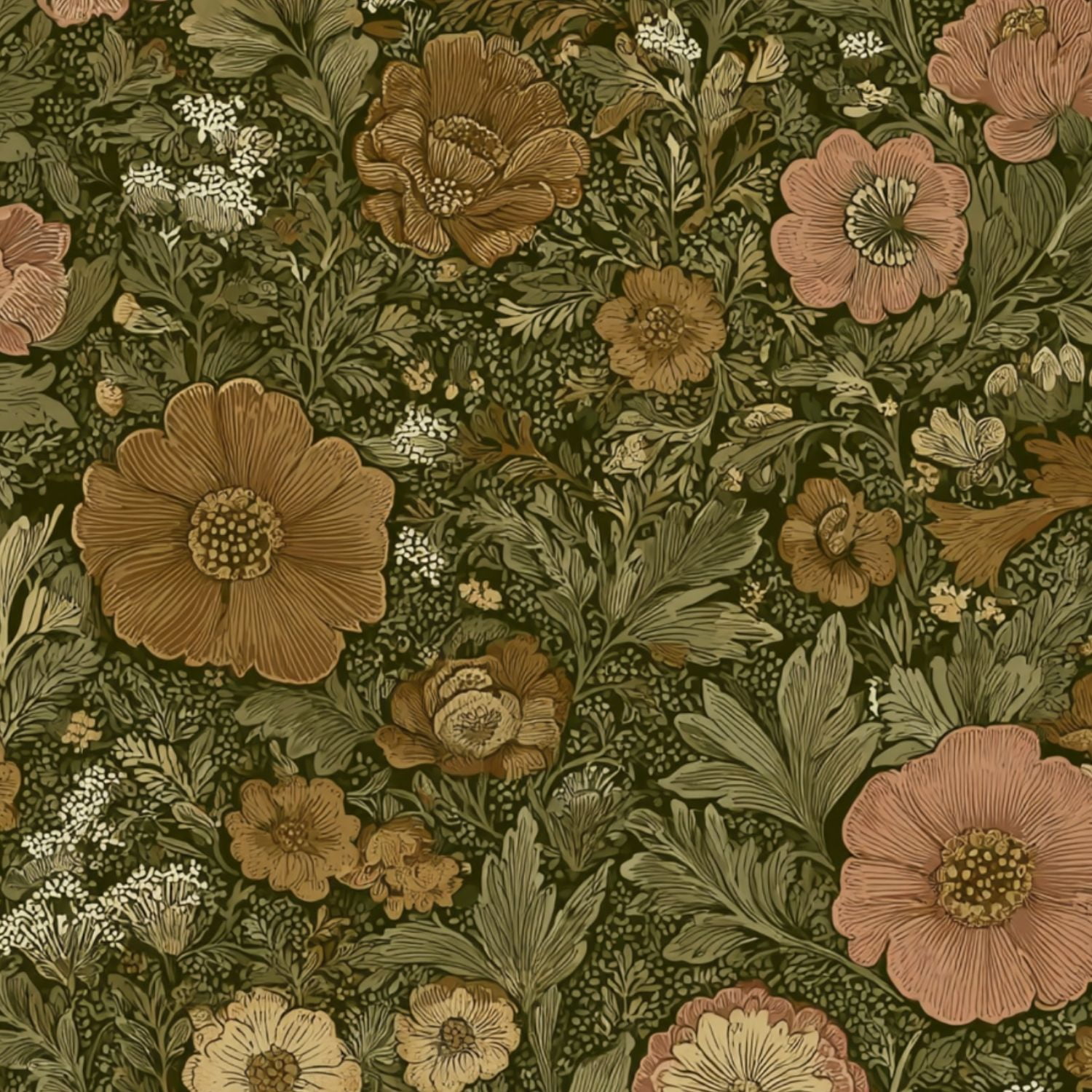 Cottagecore Peel and Stick Wallpaper 17.7in x 9.8ft Vintage Botanical ...