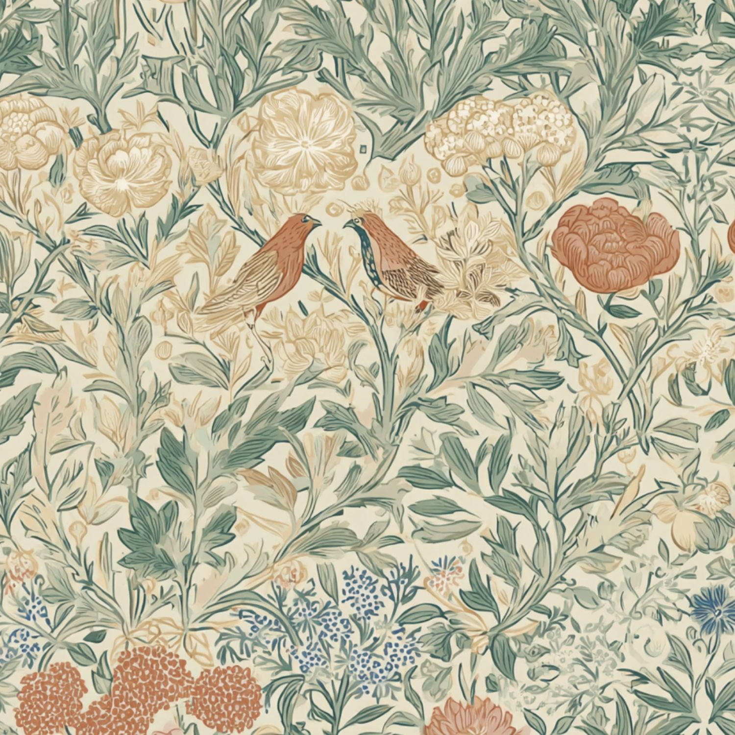 Cottagecore Peel and Stick Wallpaper 23.6in x 9.8ft Vintage Botanical ...