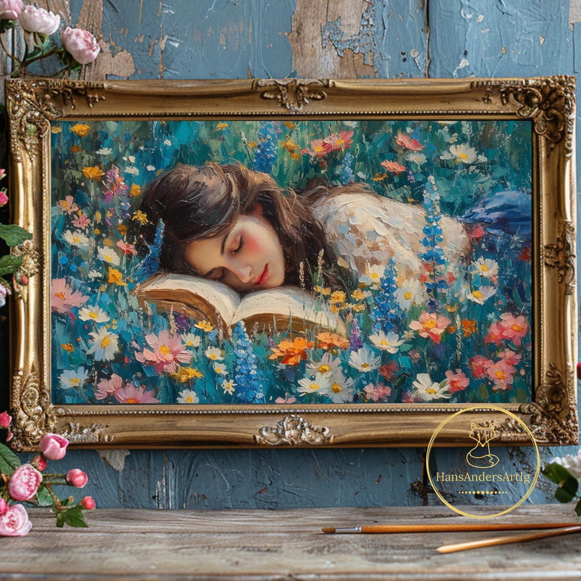 Cottagecore Poster Book Art Pastel Print Floral Painting Vintage Style ...