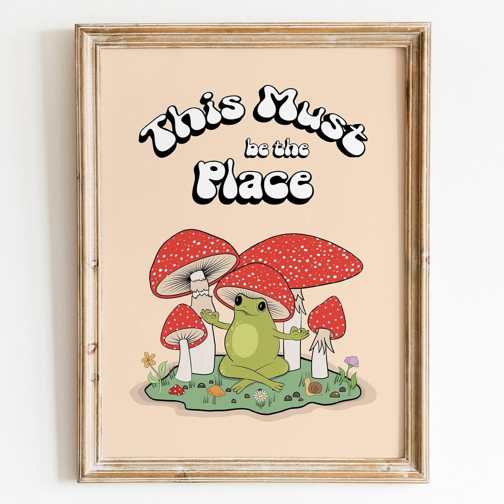 Cottagecore Poster, Frog Art, Mushroom Wall Art, 70S Poster, Groovy ...