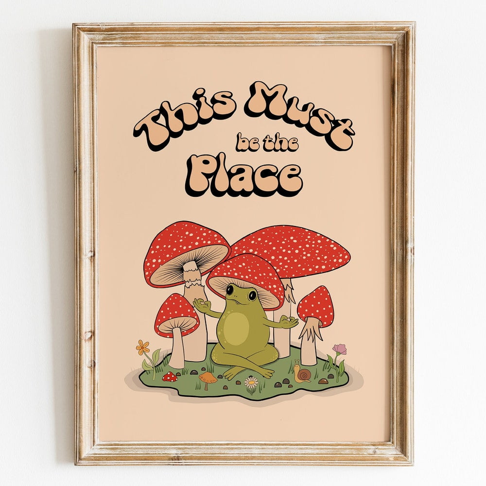 Cottagecore Poster, Frog Wall Decor, Aesthetic Room Decor, 70S Poster, Groovy Wall Art, Cute ...