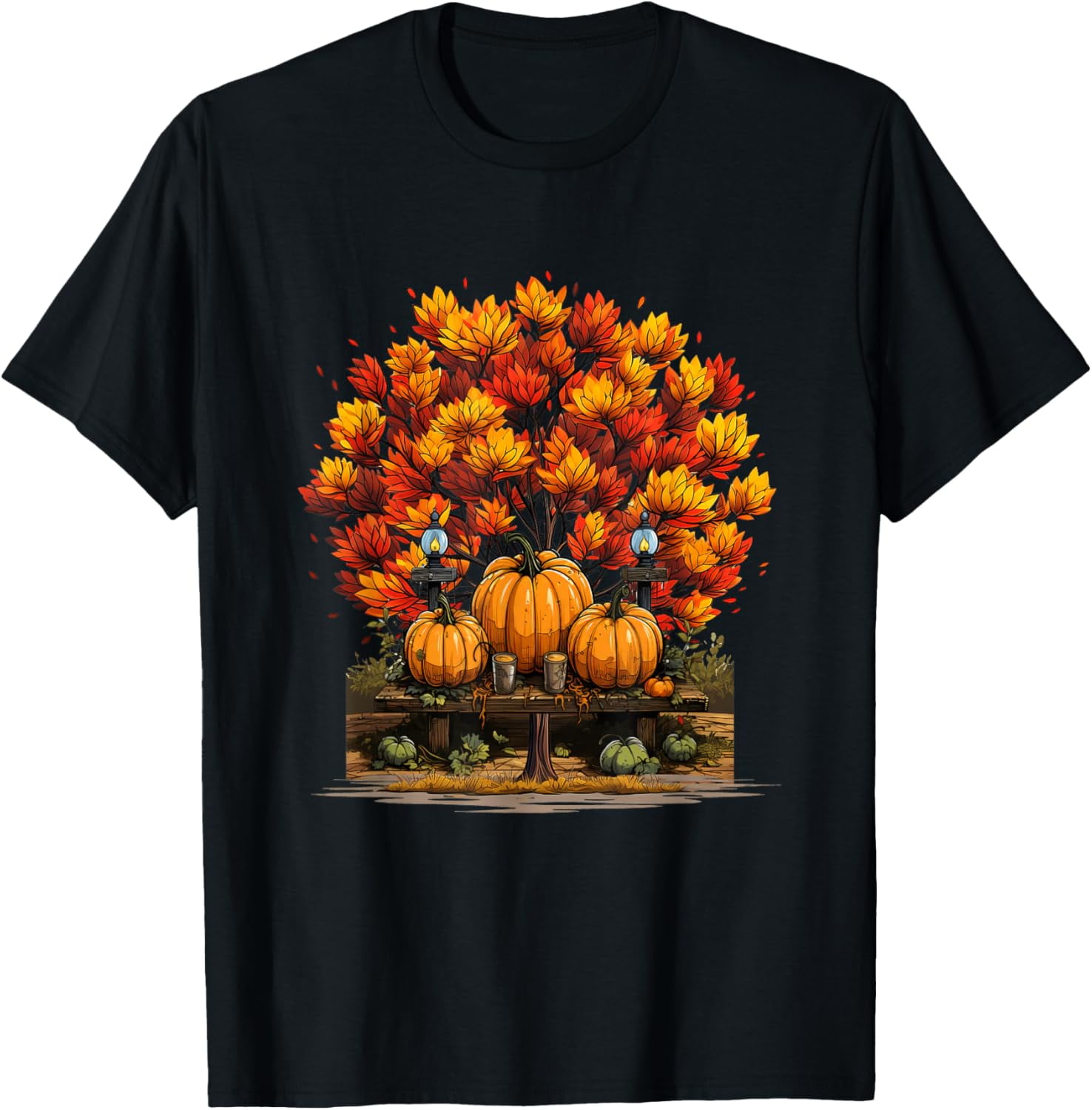 Cottagecore Pumpkins Leaves Trees Fall Autumn Season Graphic T-Shirt ...