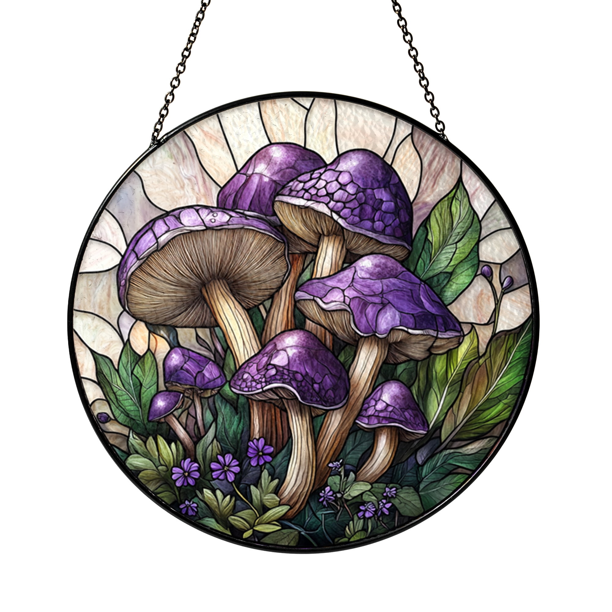 Cottagecore Purple Mushroom Suncatcher, Stained Glass Style Fairy ...