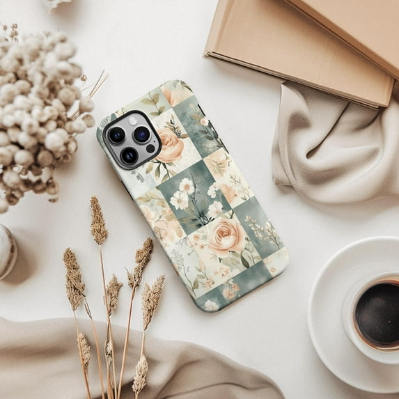 Cottagecore Quilt Phone Case Floral Lace Collage iPhone 17 11 12 13 14 ...