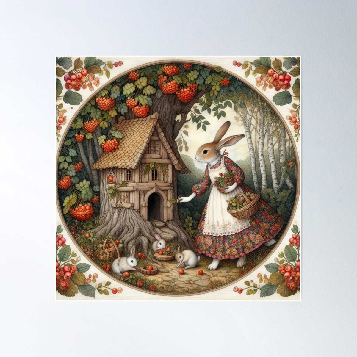 Cottagecore Rabbit Art - Woodland Whimsy: Enchanting Forest Poster Wall ...