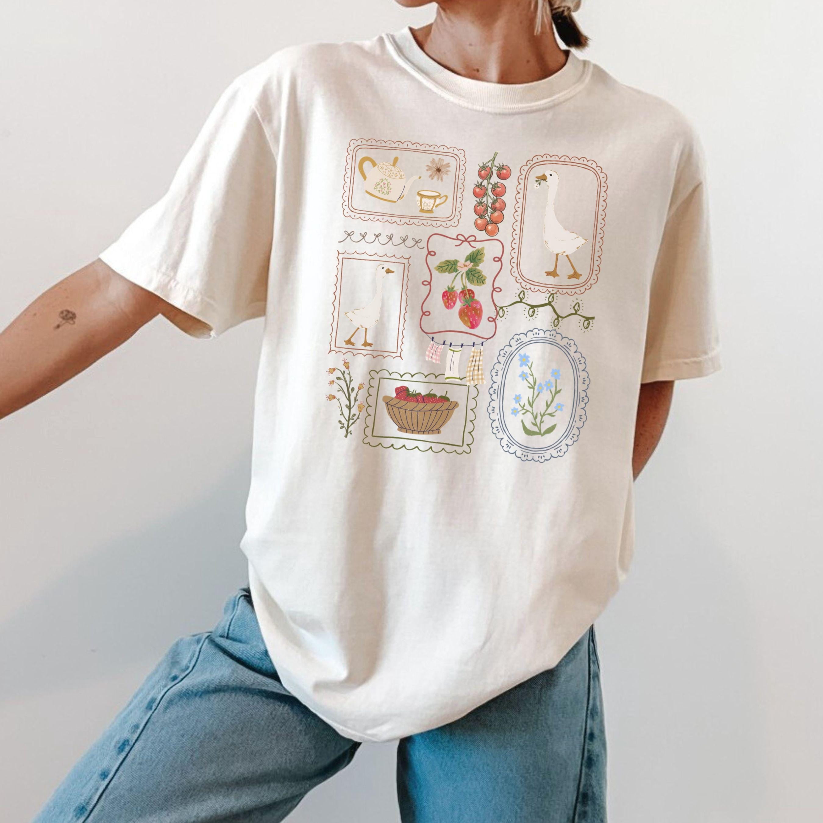 Cottagecore Shirt, Goose Shirt, Gardening Shirt, Summer Spring Shirt ...