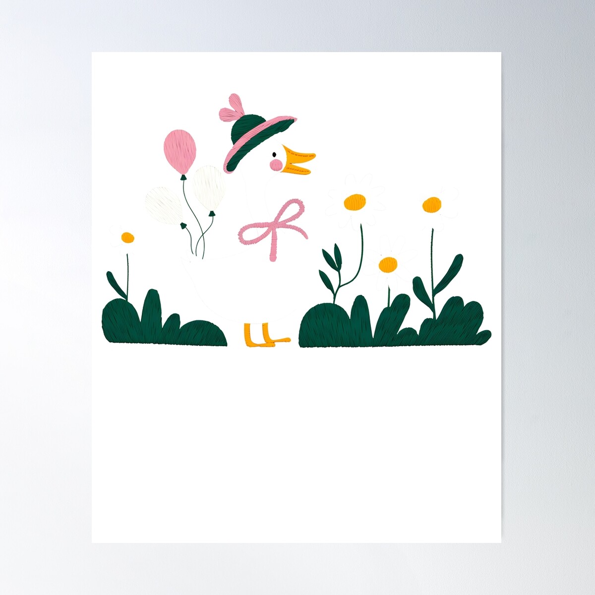 Cottagecore Silly Goose With Flowers Poster Wall Art, Modern Wall Decor ...