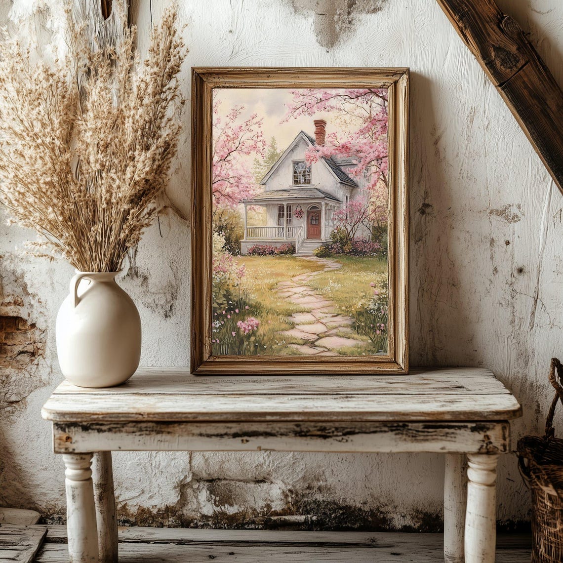 Cottagecore Spring Cottage Print Poster Blooming Garden Wall Art, Size ...