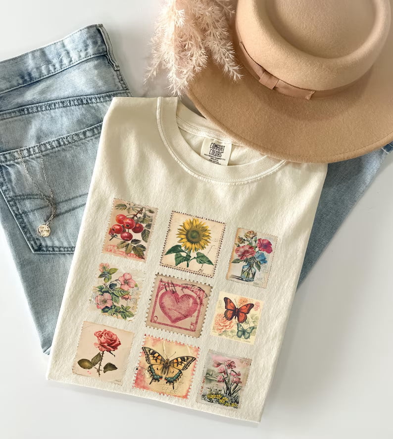 Cottagecore Stamp Botanical Floral Shirt T-Shirt - Walmart.com