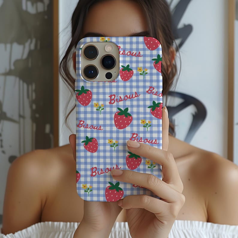 Cottagecore Strawberry French Style Kawaii Phone Case Compatible with ...