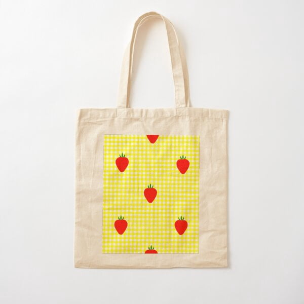 Cottagecore Strawberry Yellow Gingham, Yellow Gingham, Strawberries ...