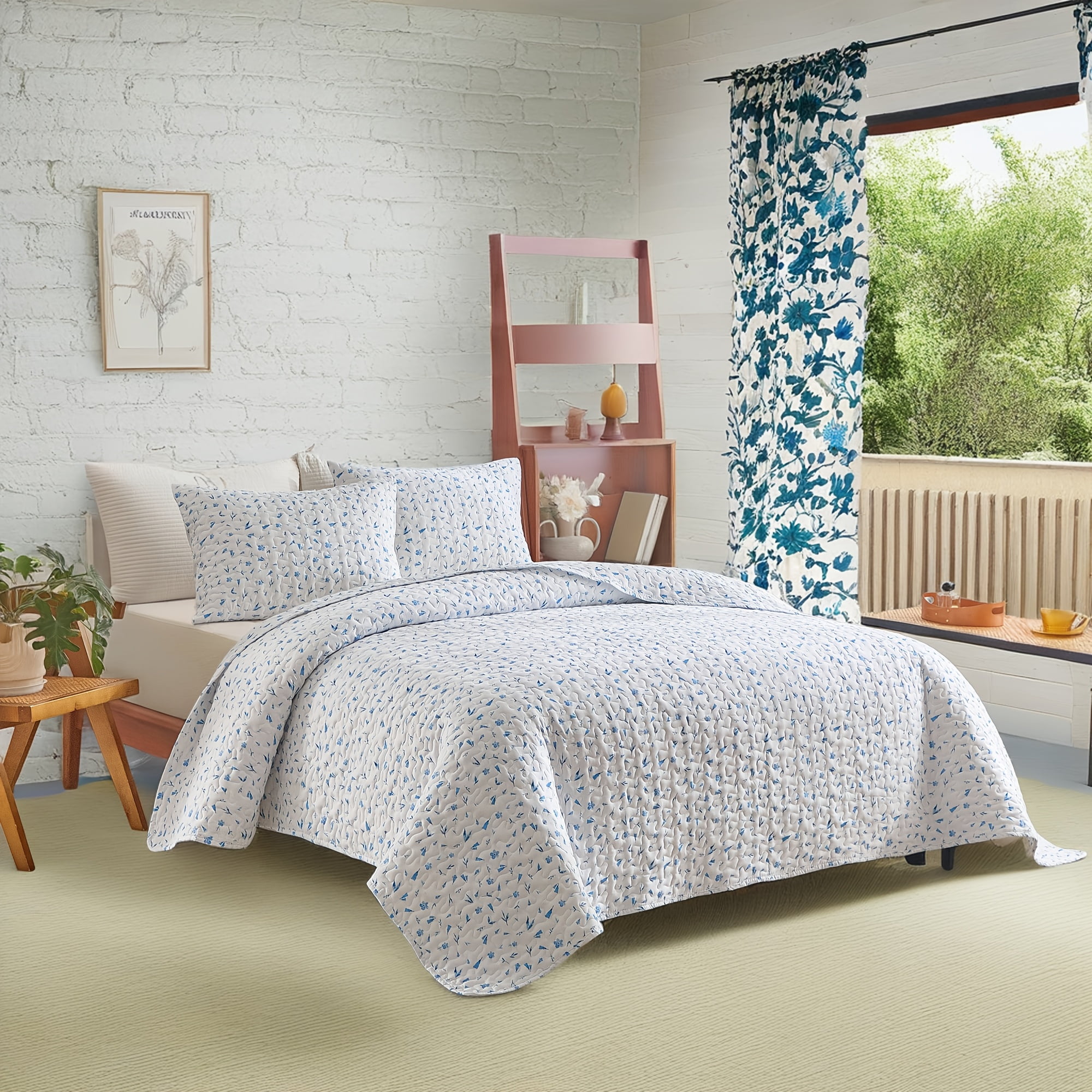 Cottagecore Style Quilted Bedding Set with Shams for All Season ...