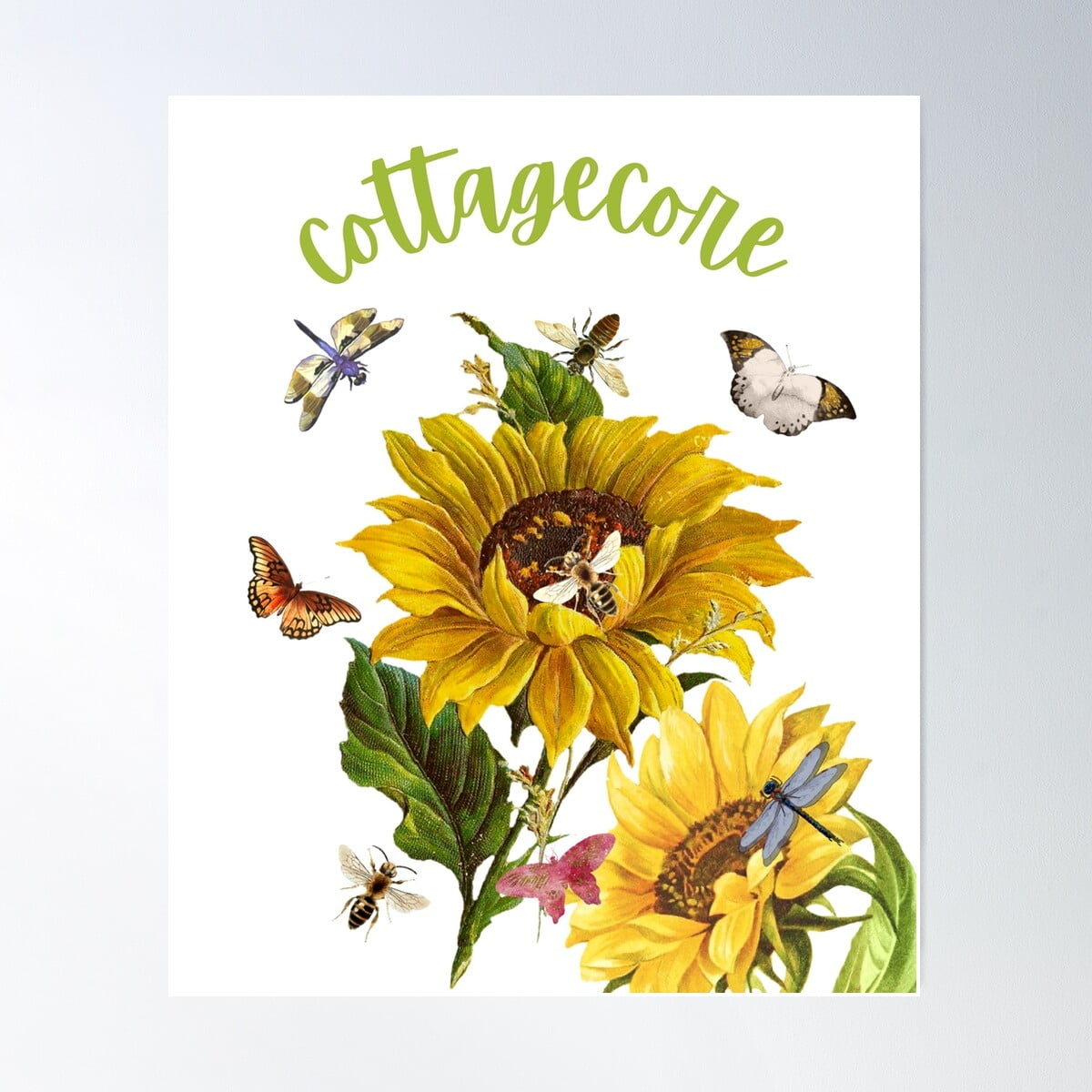 Cottagecore - Sunflower Garden Poster Wall Art, Modern Wall Decor For ...