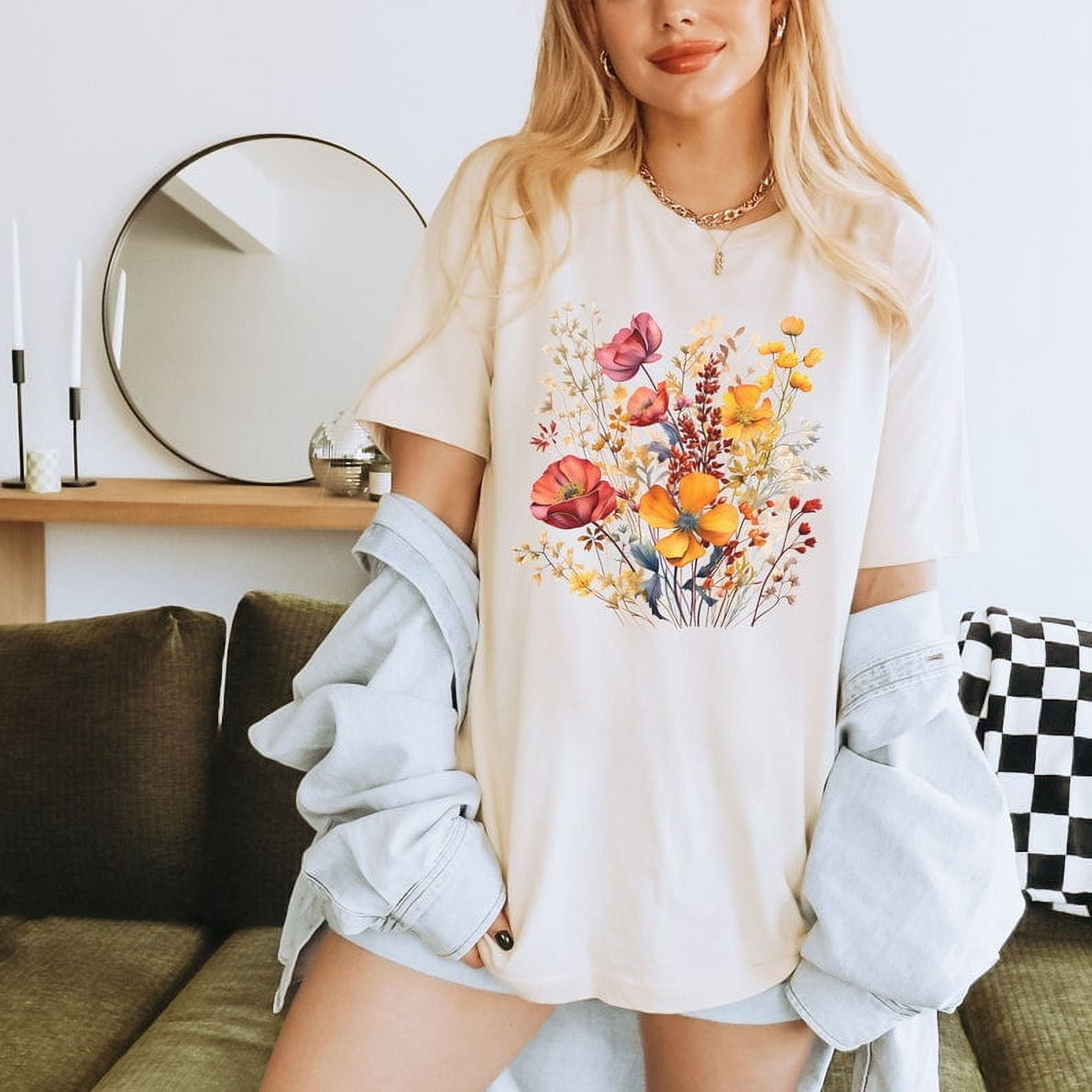 Cottagecore T-Shirt, Granola Girl Boho Wildflower Tee, Botanical Shirt ...