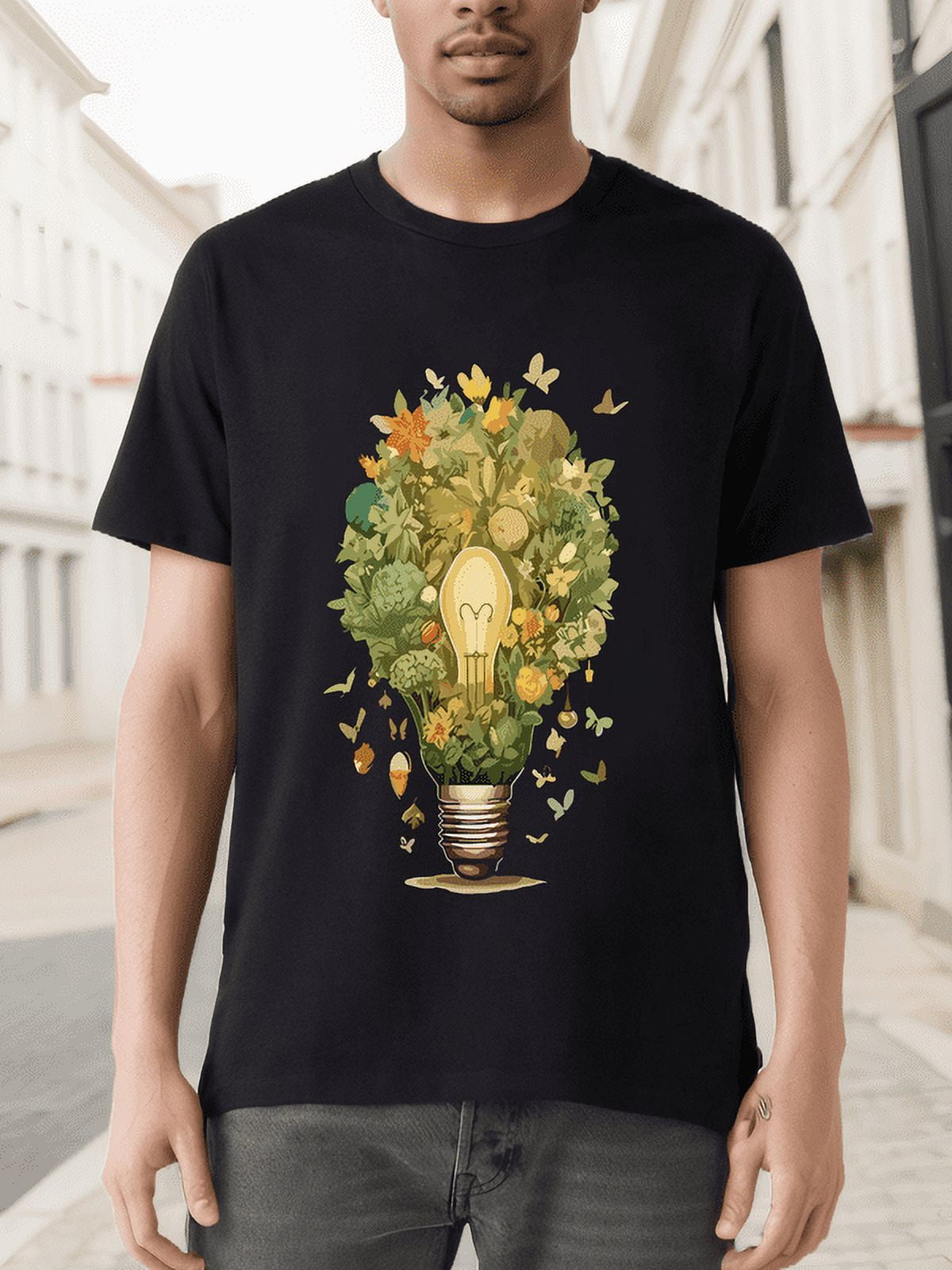 Cottagecore Tee Nature In a Light Bulb Graphic T-shirt Botanical Design ...