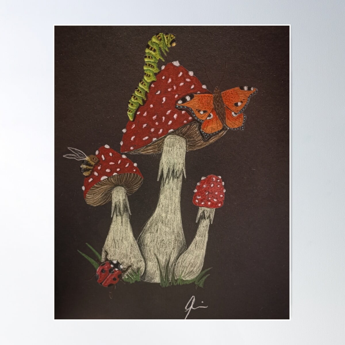 Cottagecore Toadstools And Bugs Poster Wall Art, Modern Wall Decor For ...