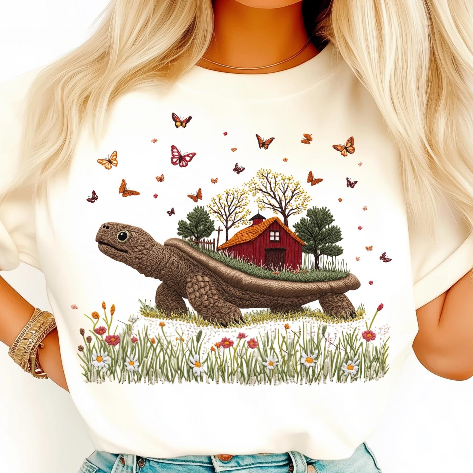 Cottagecore Tortoise Shirt, Slow Life Turtle House Clipart, Whimsical ...
