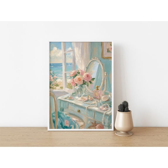 Cottagecore Vanity Illustration Wall Art Print, Unframed Paper Poster ...