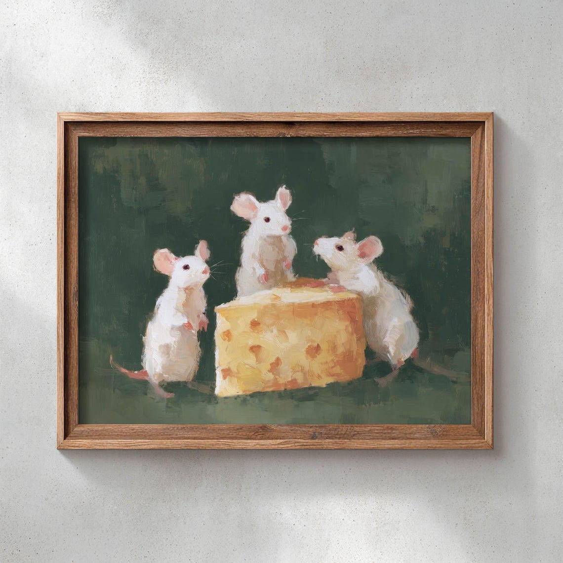 Cottagecore White Mice and Cheese Cozy Rustic Farmhouse Playful Green ...