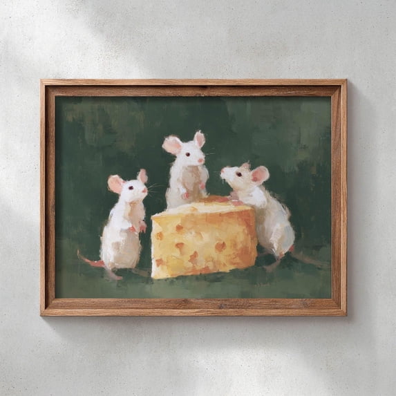 Cottagecore White Mice and Cheese Cozy Rustic Farmhouse Playful Green ...