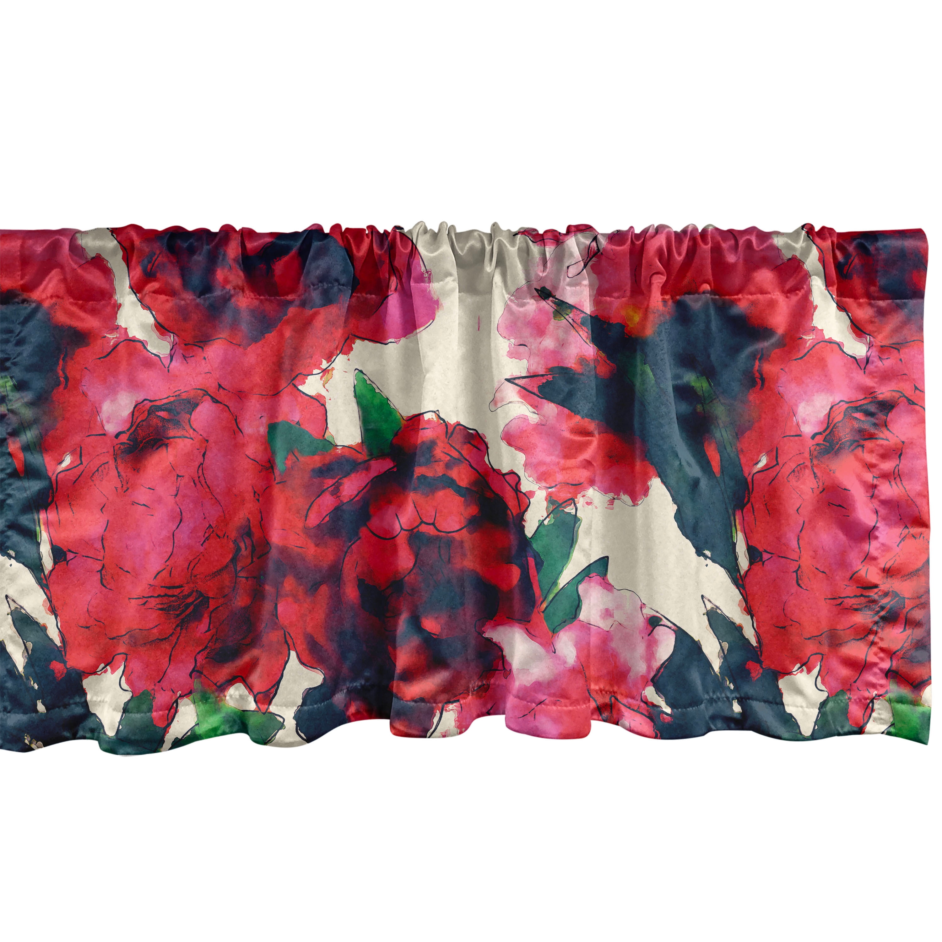 Cottagecore Window Valance, Spring Inspired Garden Scene Floral Pattern ...