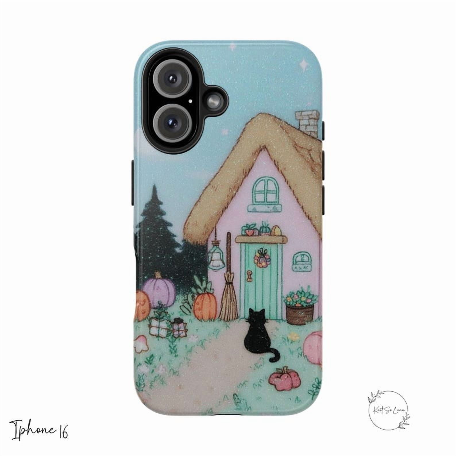 Cottagecore Witch House Black Cat Phone Case for iPhone 11-17 Pro Max ...