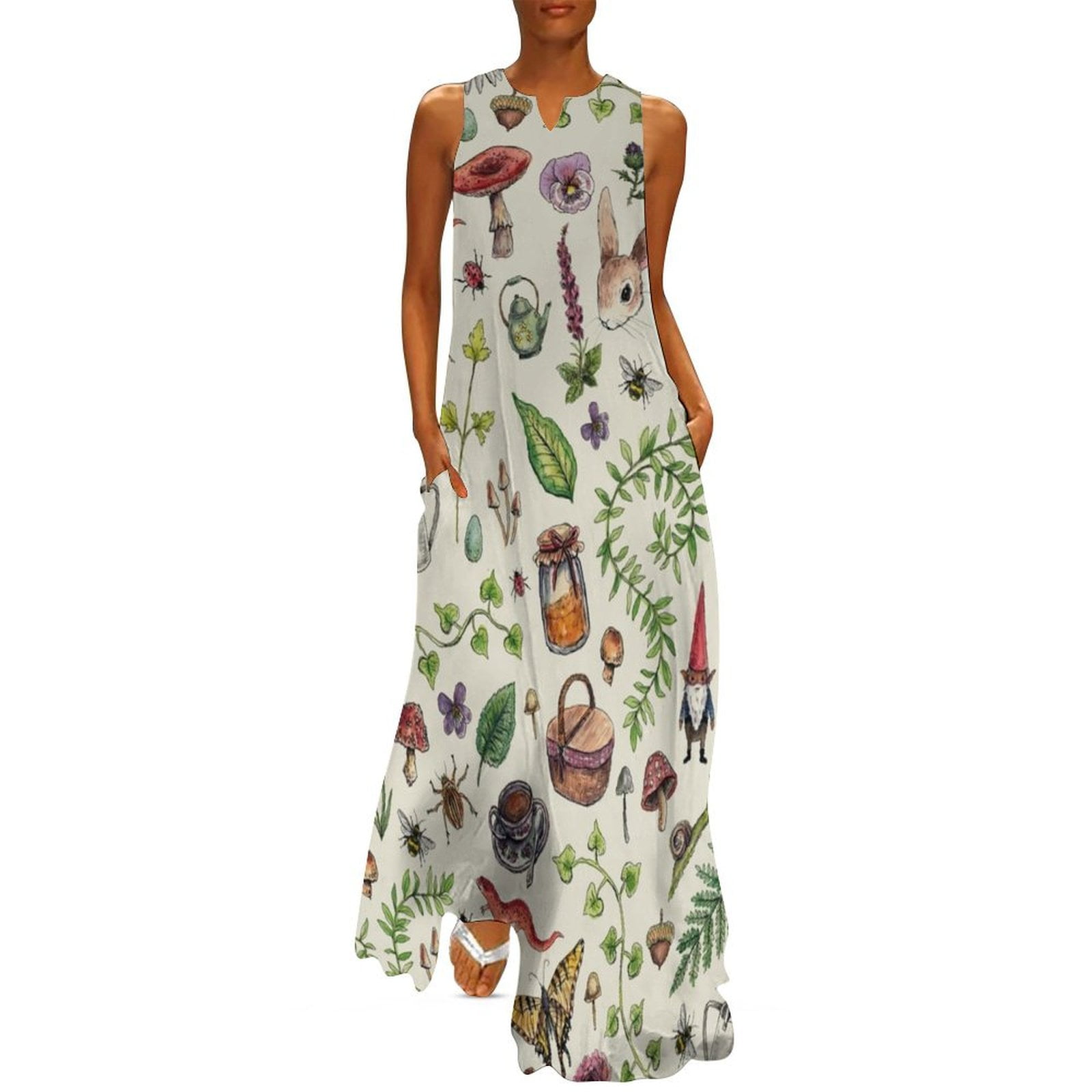 Cottagecore light gre Long Dress summer outfits for wom02 Long dress ...