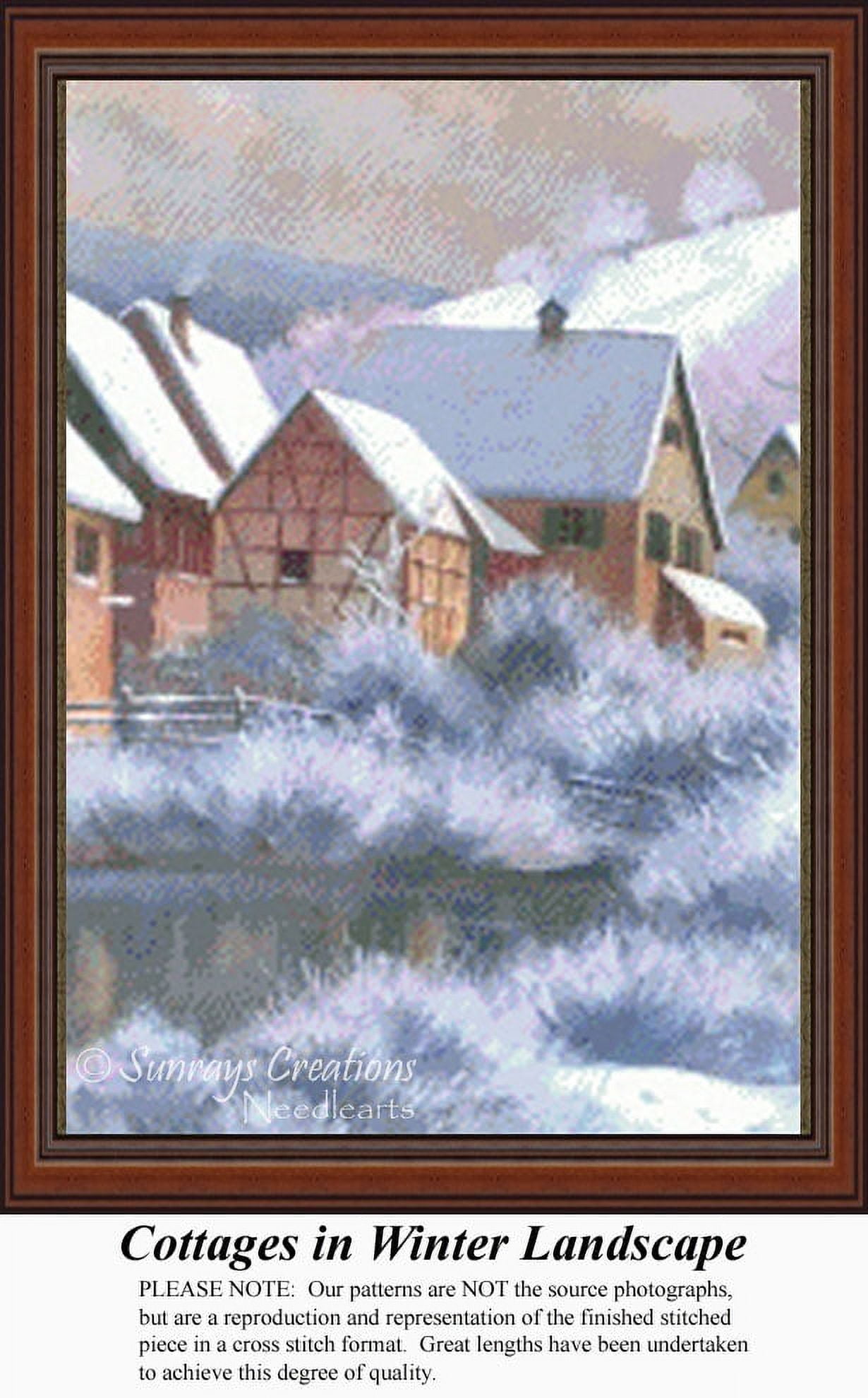 Cottages in Winter Landscape, Vintage Counted Cross Stitch Pattern ...