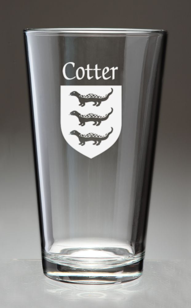 Cotter Irish Coat of Arms Pint Glasses - Set of 4 (Sand Etched ...