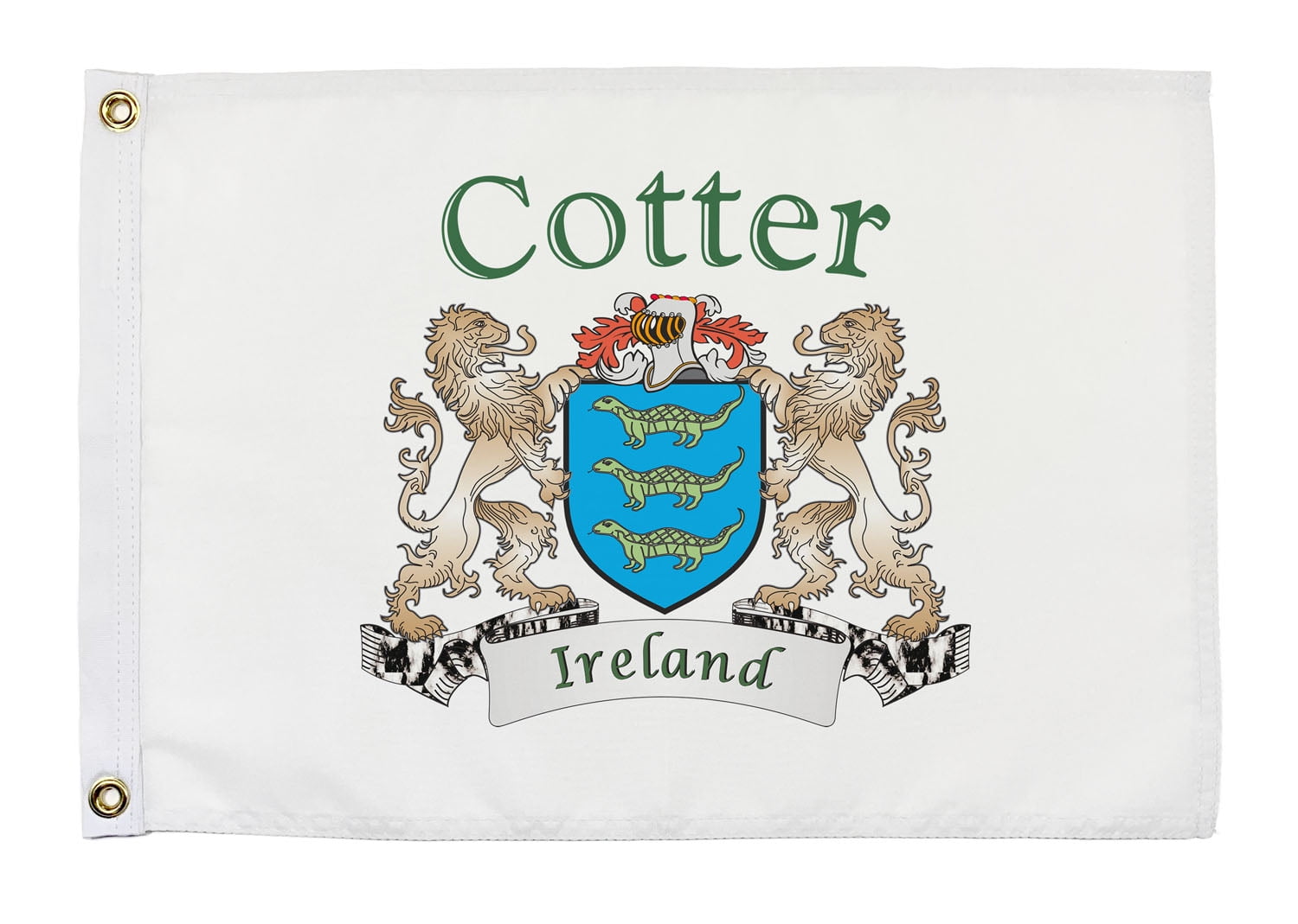Cotter Irish Coat of Arms Small White Flag - 16"x10.5" inches - Walmart.com