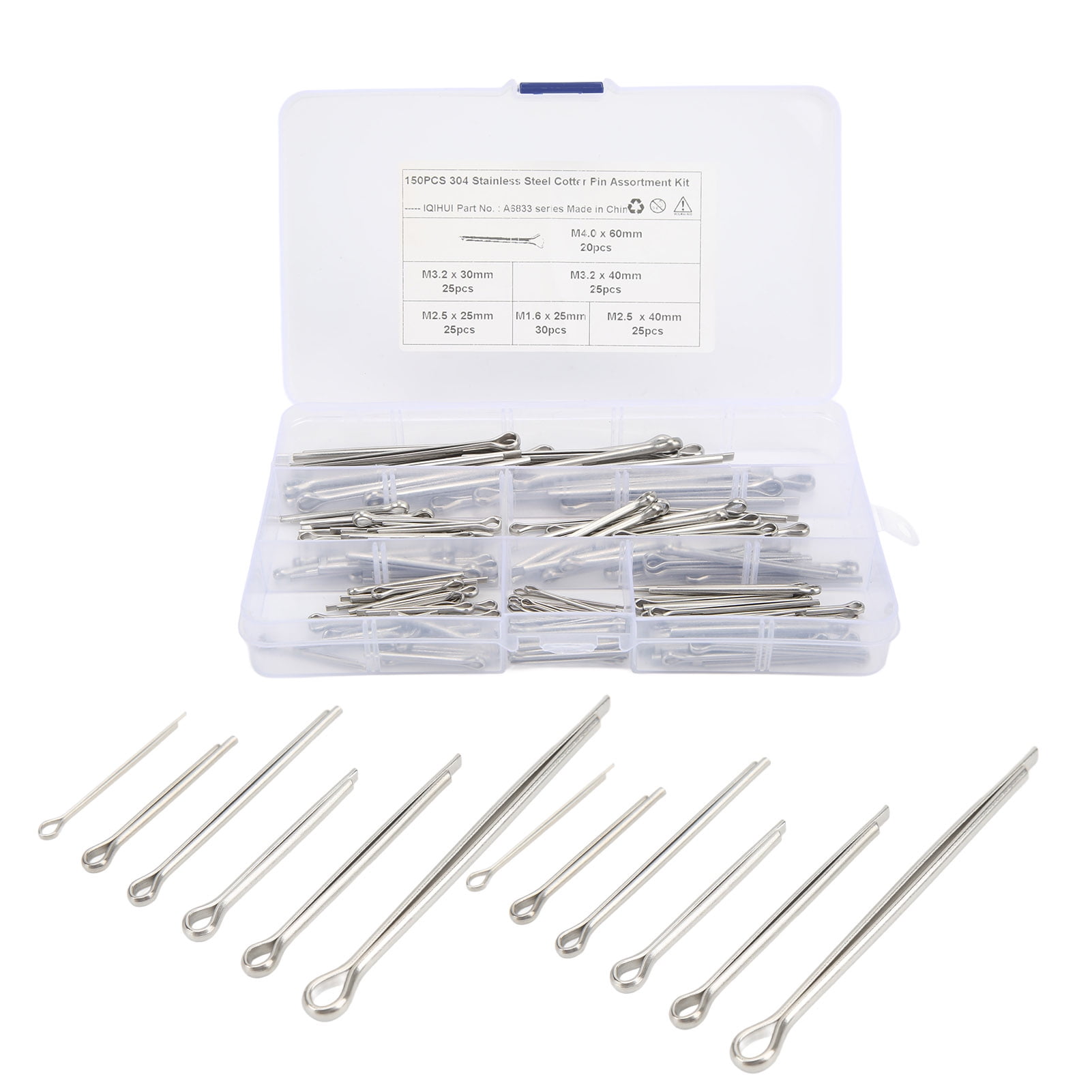 Cotter Pin Assortment Kit Stainless Steel Cotter Pin Fastener Kit 6 ...