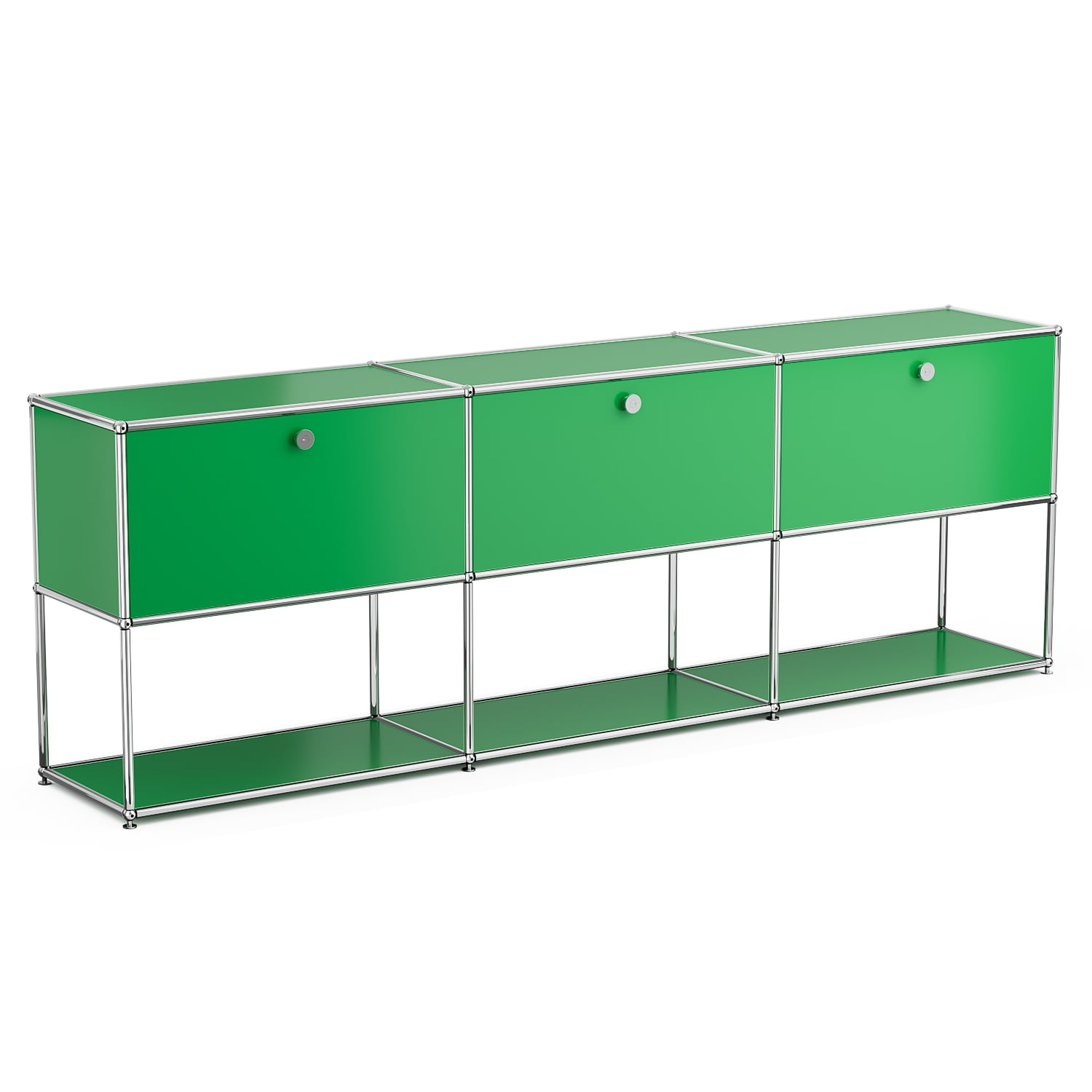 Cottinch 2-Tier Accent Cabinet,Metal Storage Cabinets with 3 Doors,Open ...