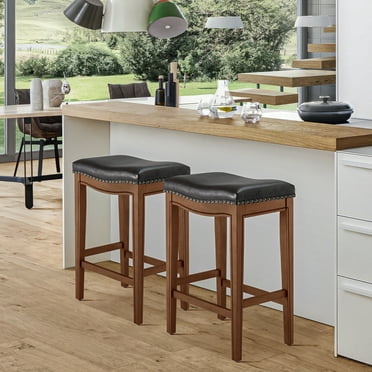 Mainstays Indoor Counter Height Backless Saddle Wood Stool Set of 2 In ...