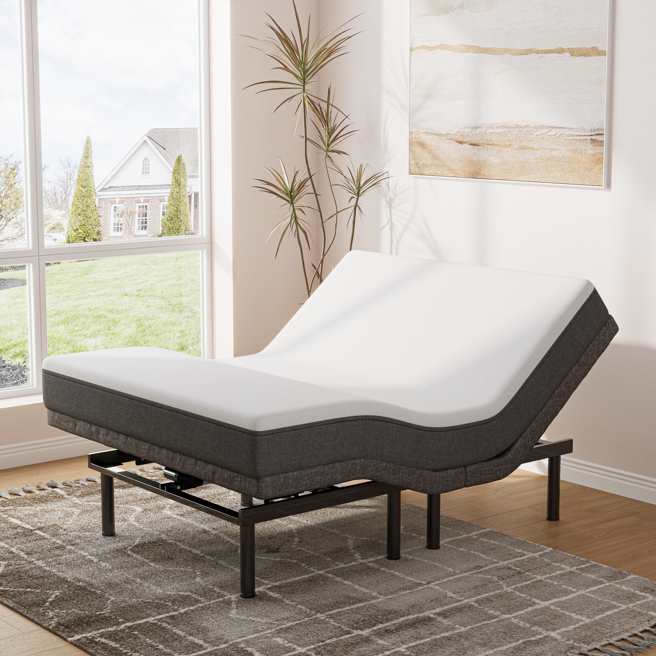Cottinch Queen Size Adjustable Bed Base Frame with Anti-Snore, Electric ...