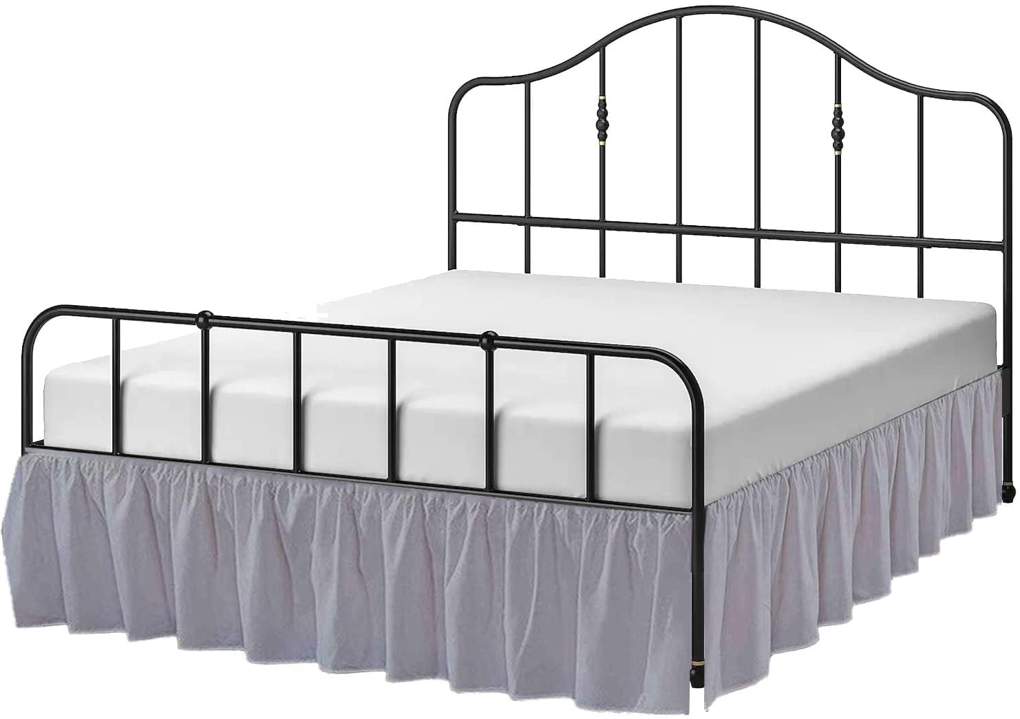 Cottington Lane Ruffled Bed Skirt- Microfiber- Silver Grey, Queen 16 ...