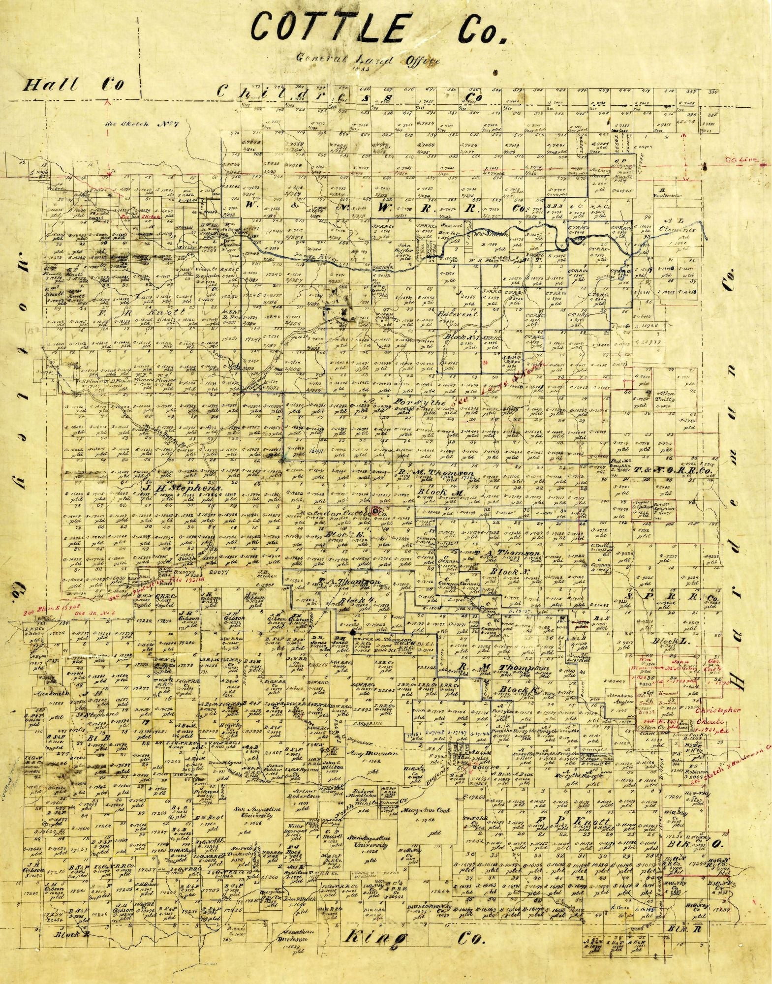 Historic County Map - Cottle County Texas - General Land Office 1883 ...