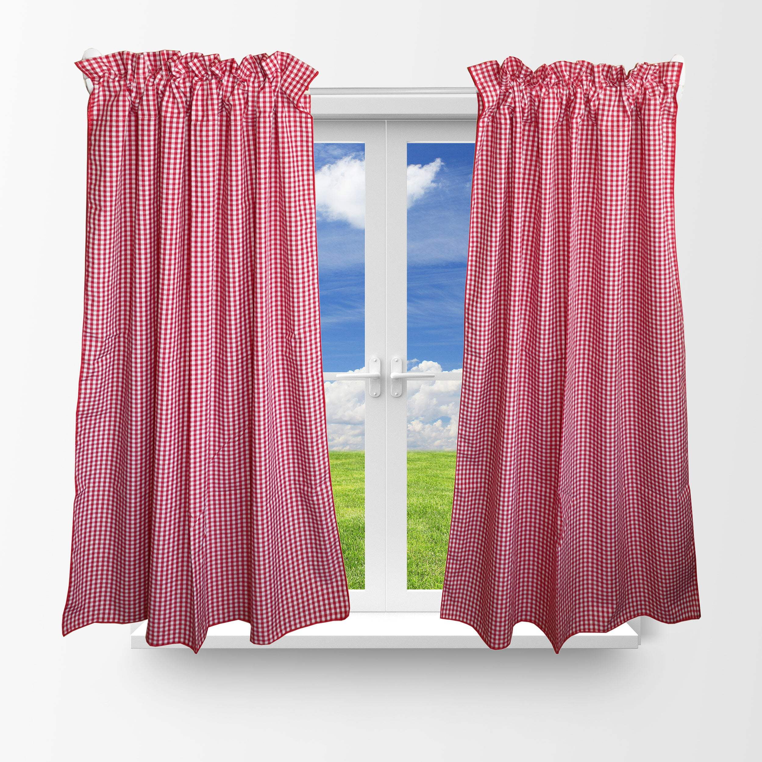Cotton 1/8th Inch Small Gingham Checkered Curtain Red 58 Inch Wide ...