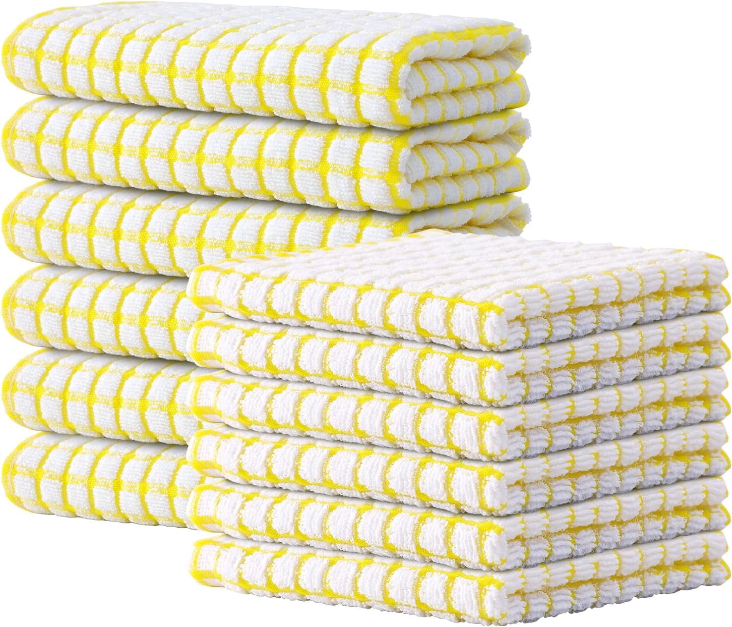 Cotton 12 Pack Kitchen Towels and Dishcloths Sets, 16 x 25 Inch & 12 X ...