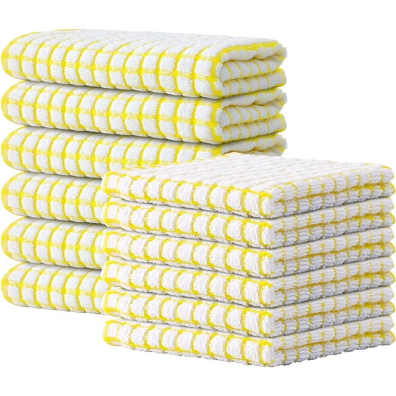 Cotton 12 Pack Kitchen Towels and Dishcloths Sets, 16 x 25 Inch & 12 X ...