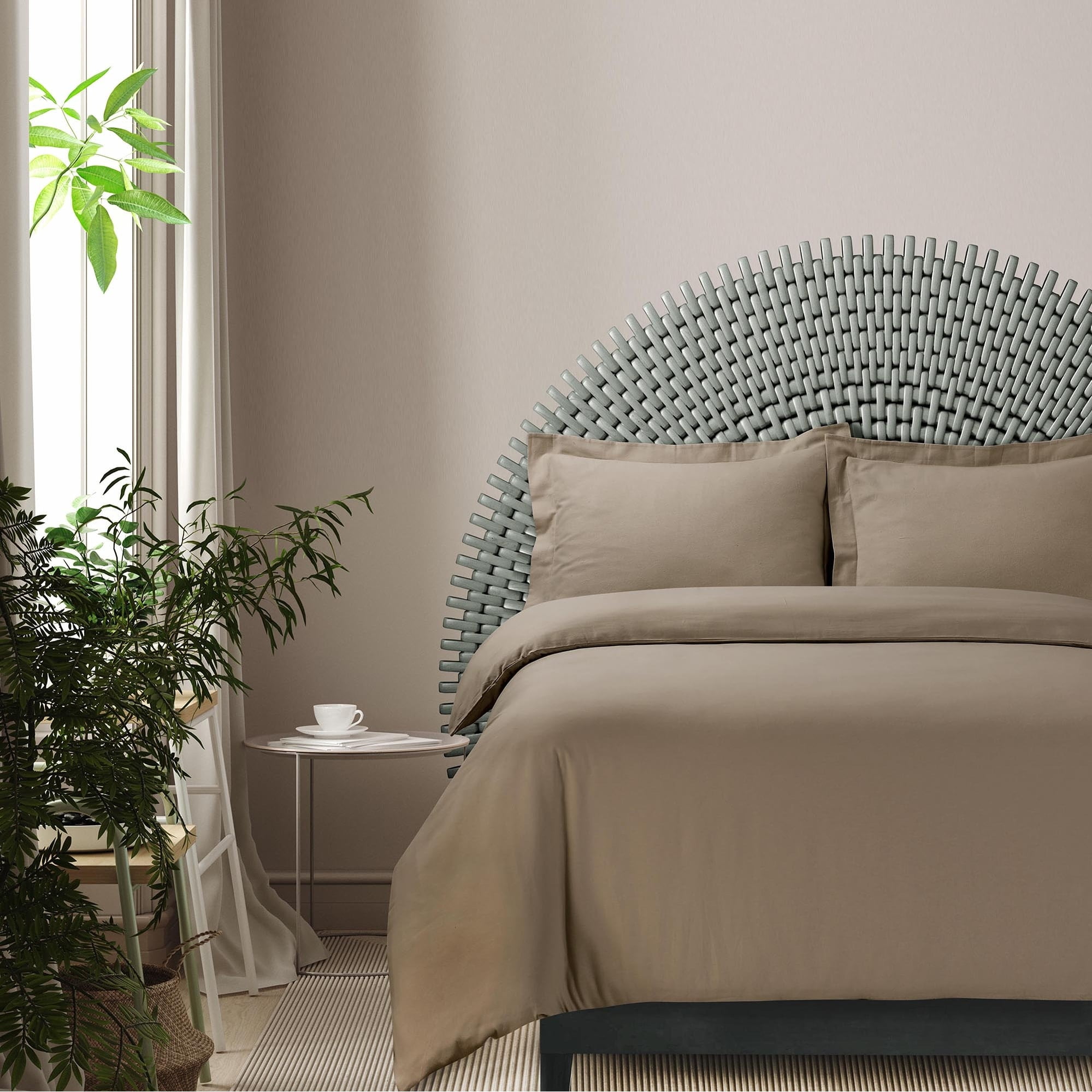 Cotton 170-GSM Flannel Solid or Printed Oversized Duvet Cover Set Camel ...