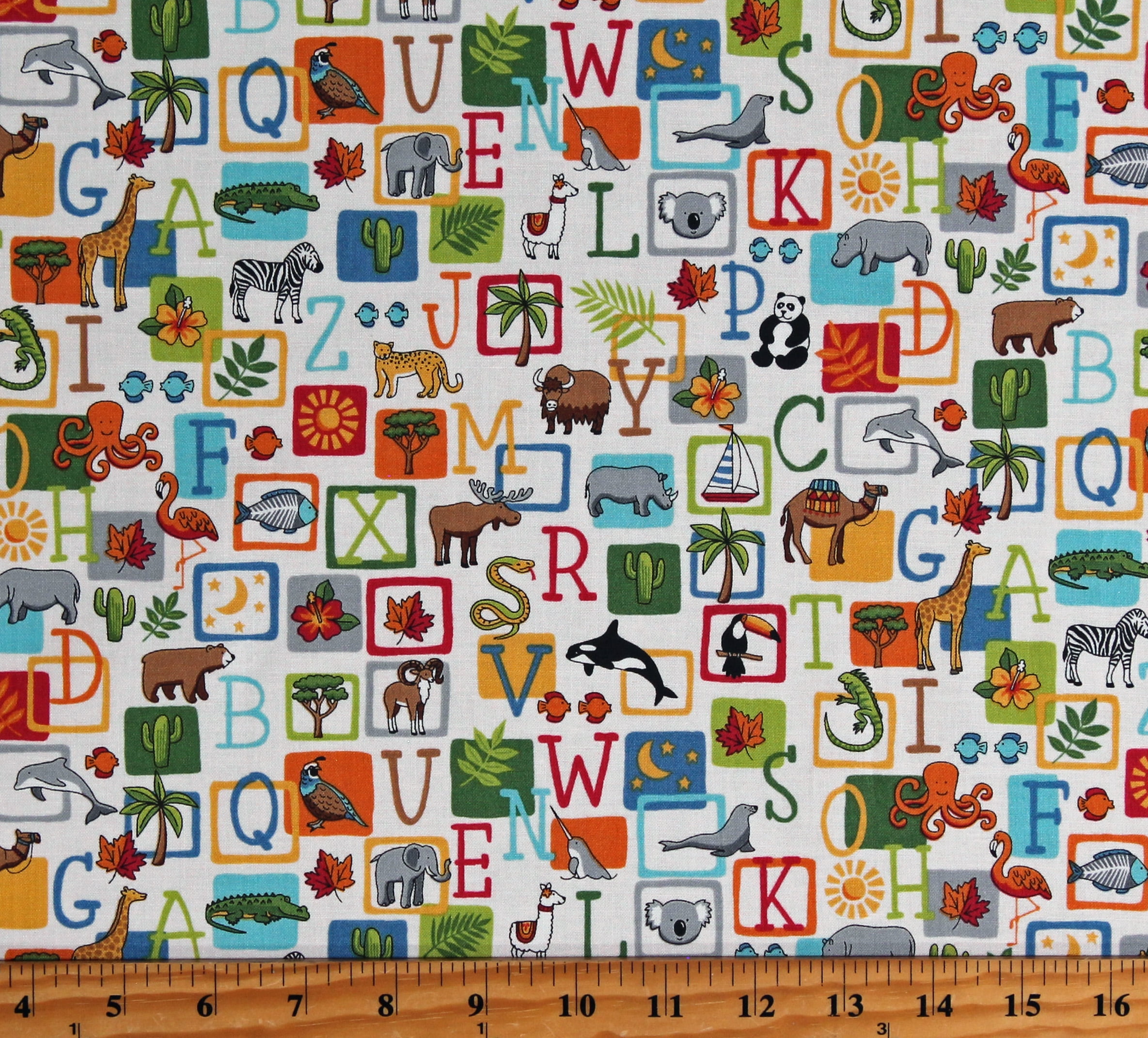 Cotton ABC Animals Alphabet Squares Kids Children's Learning Preschool ...