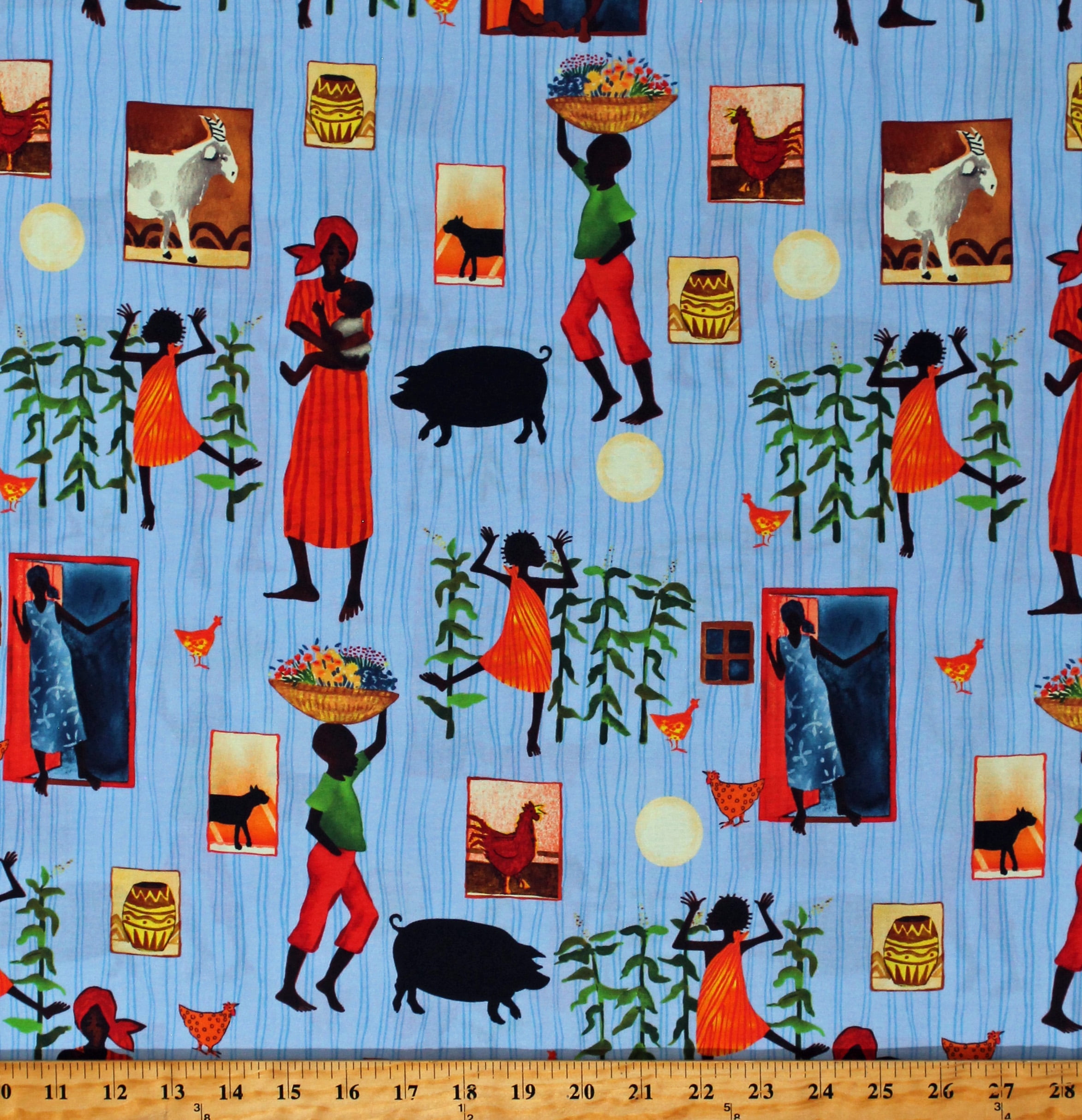 Cotton African Families Family Life Baskets Women Children Goats Home ...