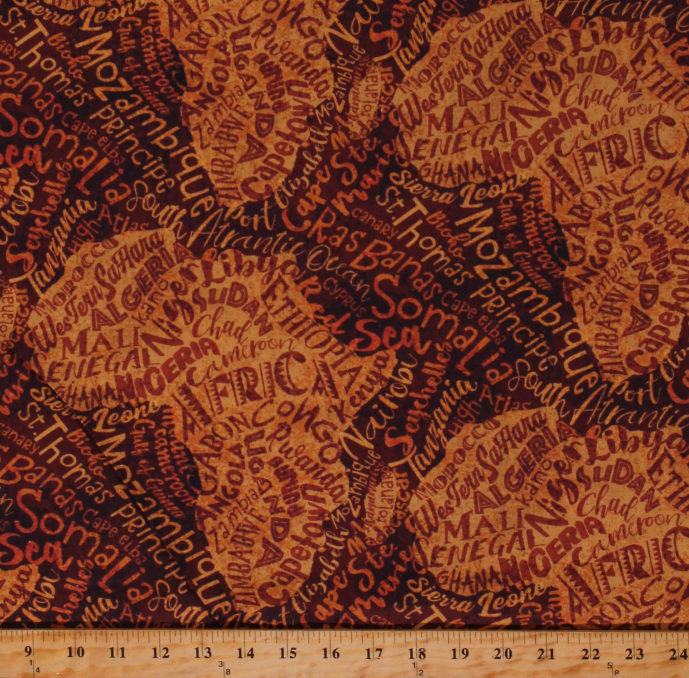 Cotton African Map Africa Country Countries Seas Gulfs Rivers Cities ...