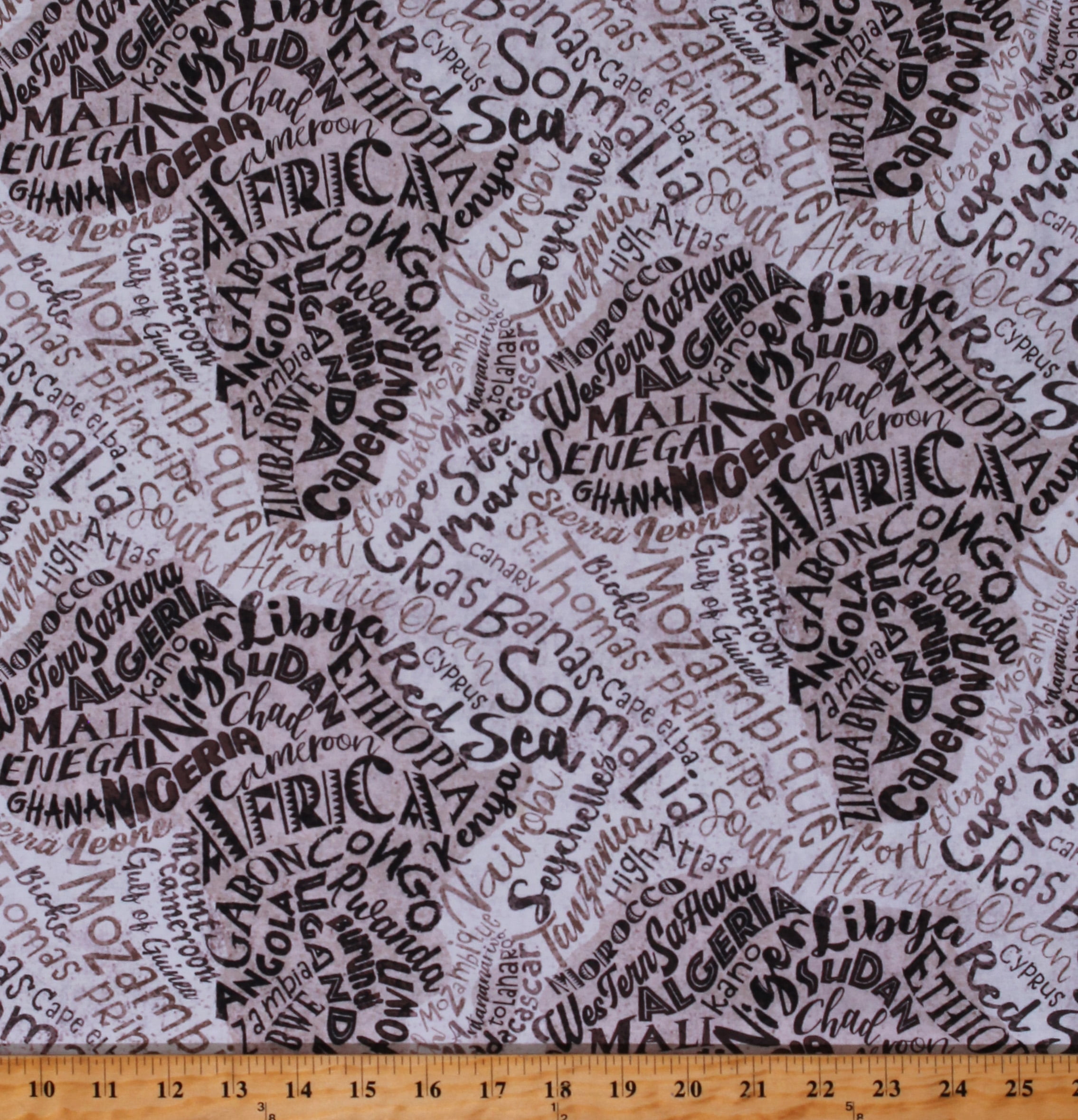 Cotton African Map Africa Country Countries Seas Gulfs Rivers Cities ...