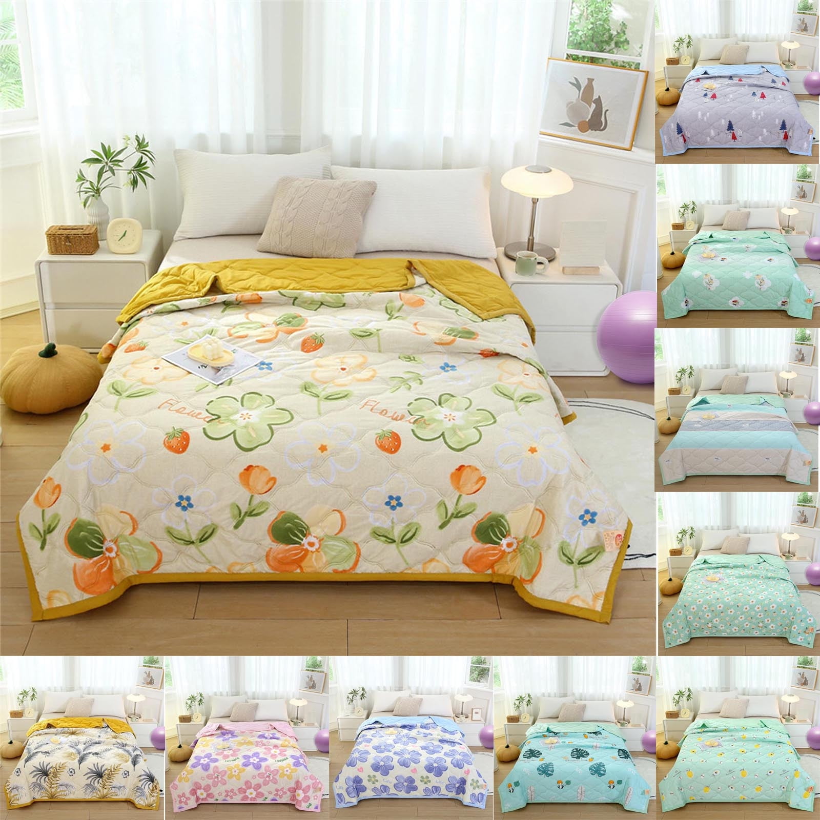 Cotton Air Conditioning Quilt,Skin-Friendly Washed Material,Lightweight ...