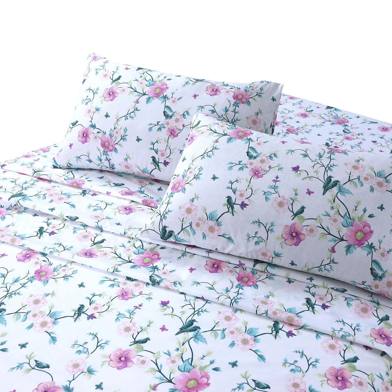 Cotton Alley 300 TC 100% Cotton Percale Weave - 4 Pcs California King ...