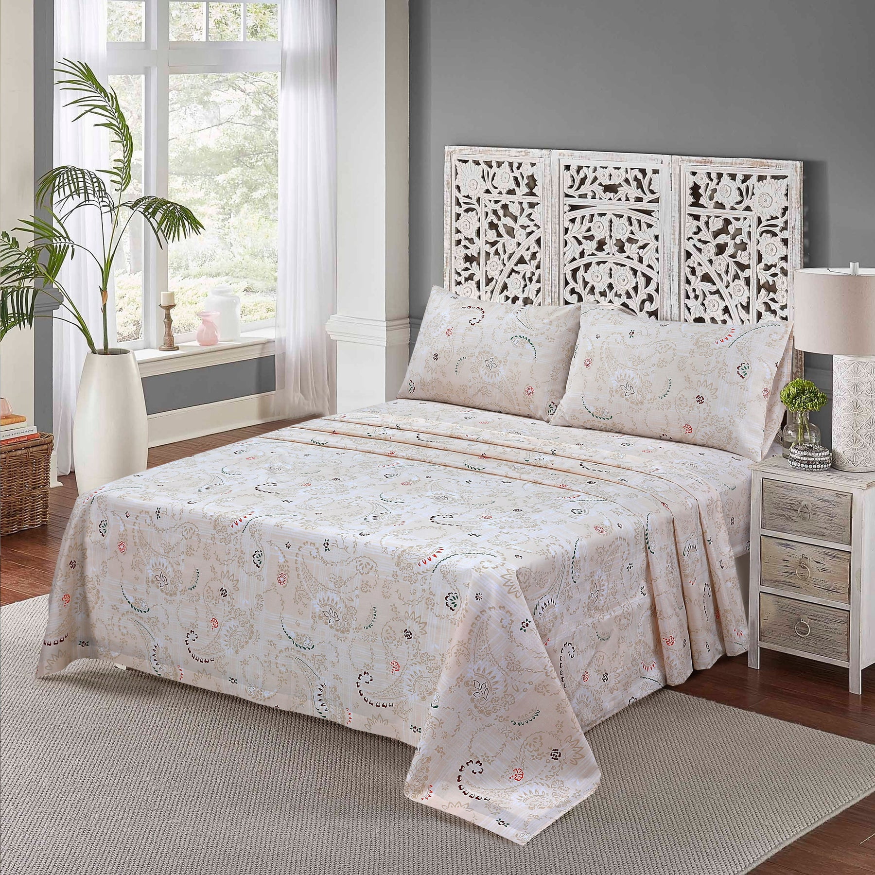 Cotton Alley 300 Thread Count Full Bed Sheet Set, 100% Cotton Percale ...