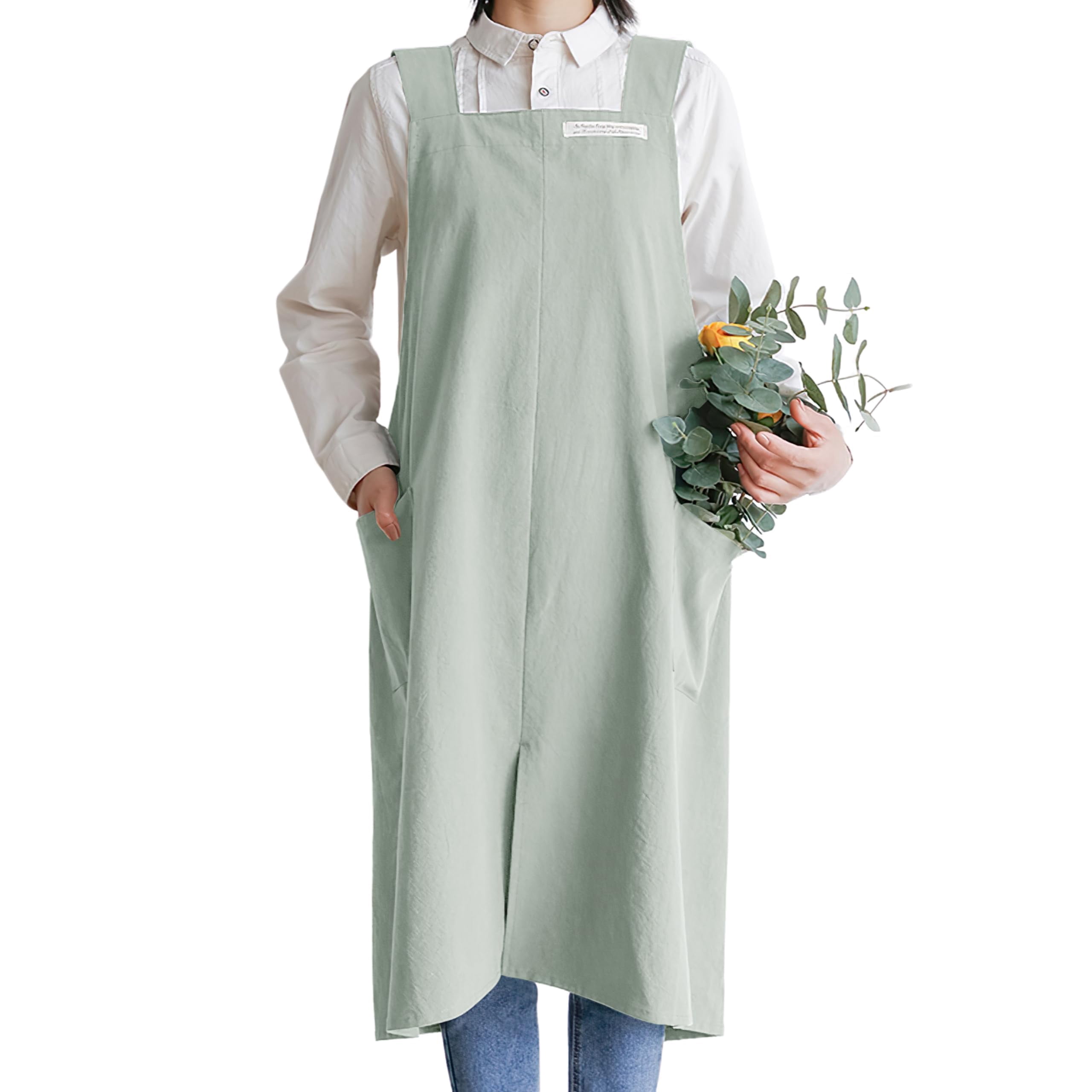 Cotton Aprons For Women And Men | Cross-back Apron With Pockets ...